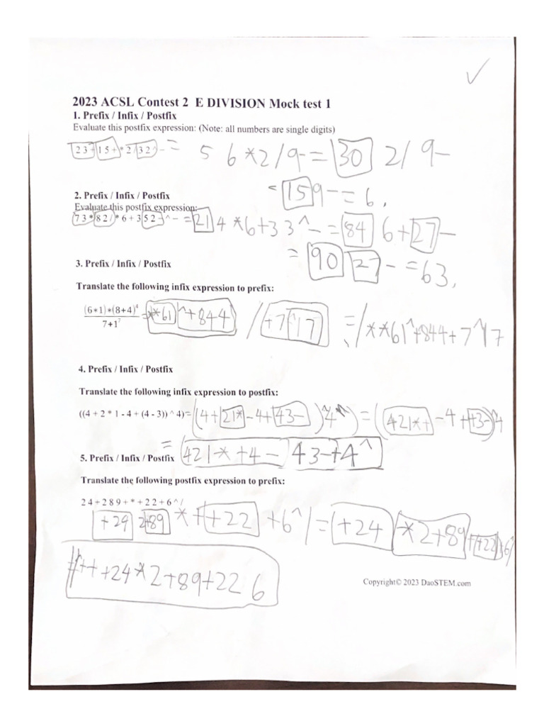 2023 ACSL Contest 2 E DIVISION Mock Test 1 | PDF