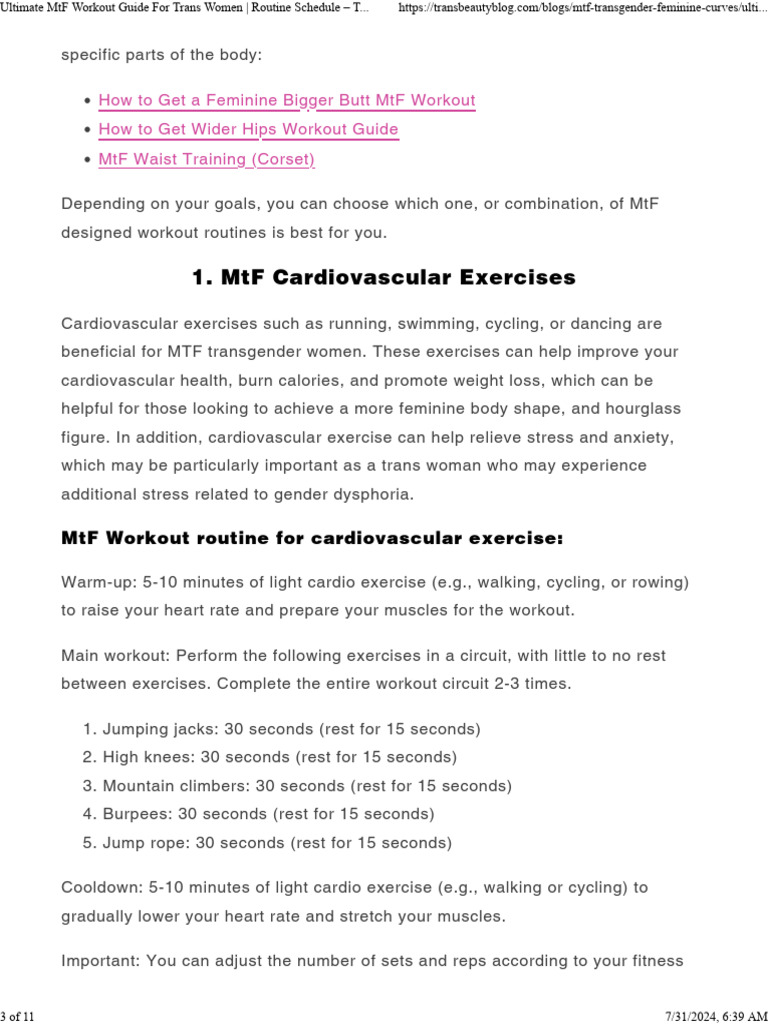 Ultimate MTF Workout Guide For Trans Women - Routine Schedule - Trans ...