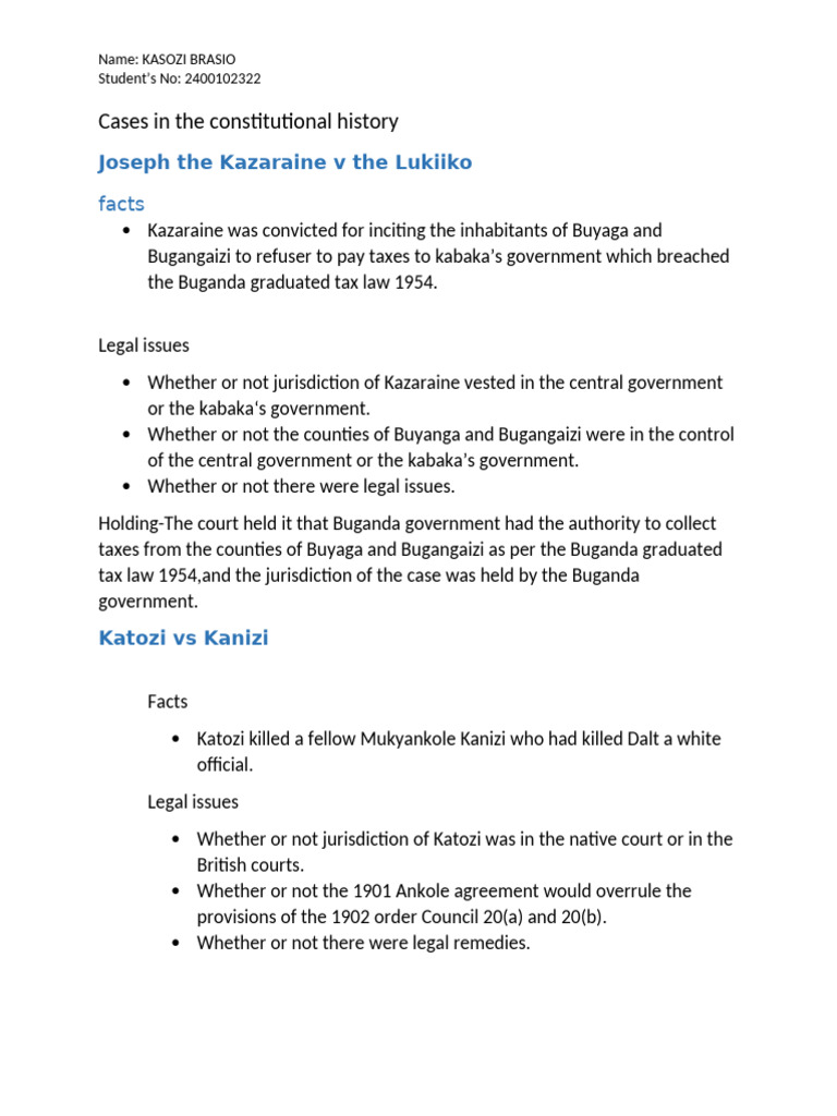 Joseph Kazaraine V The Lukiiko | PDF