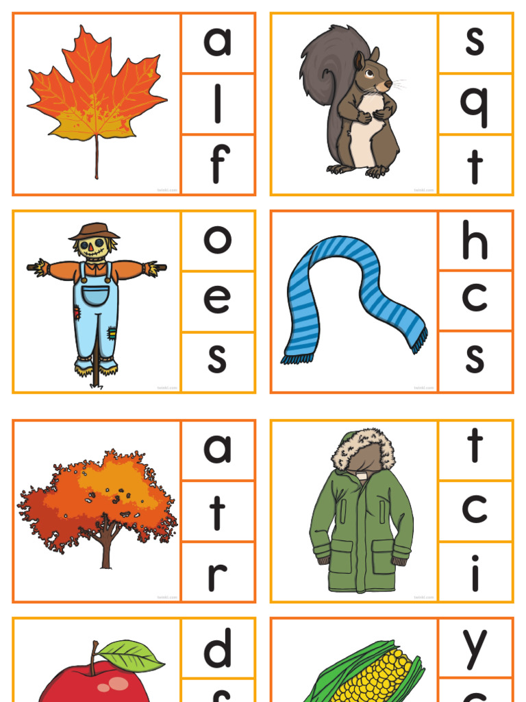 Color Fall Initial Sounds Clip Card Activity | PDF