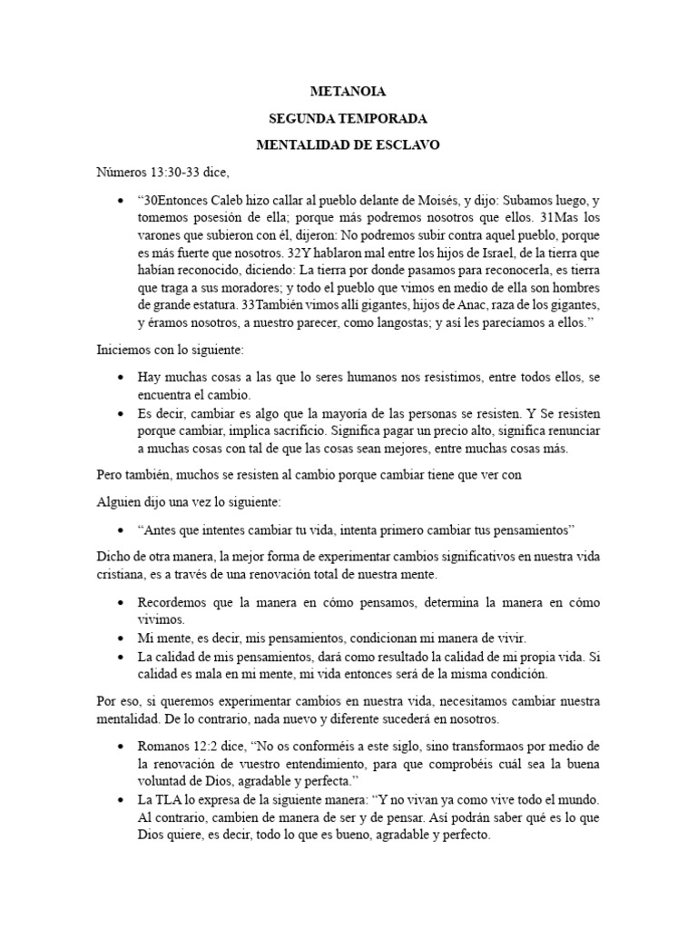 METANOIA Segunda Temporada Parte I | PDF