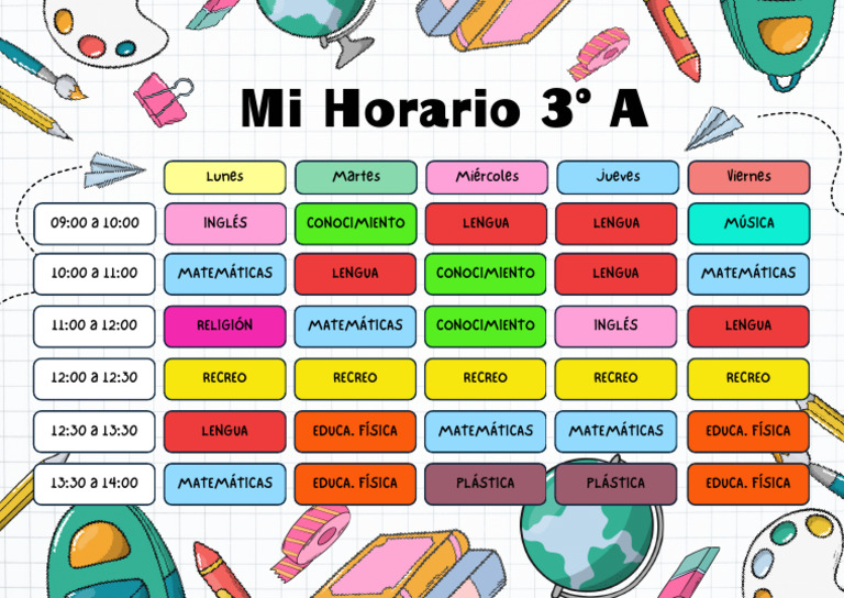 Mi Horario 3º A | PDF