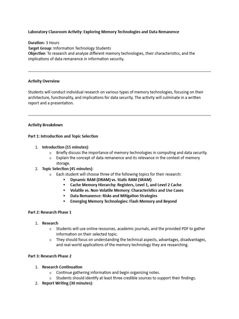 Exploring Memory Technologies and Data Remanence | PDF