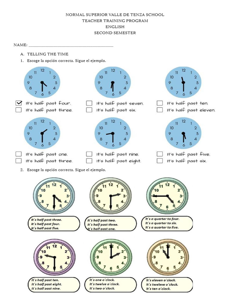 Worksheet Time and Weather 1 Ingles | PDF