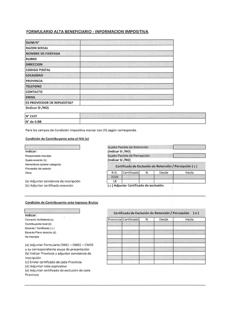 Formulario Alta de proveedores 1 | PDF