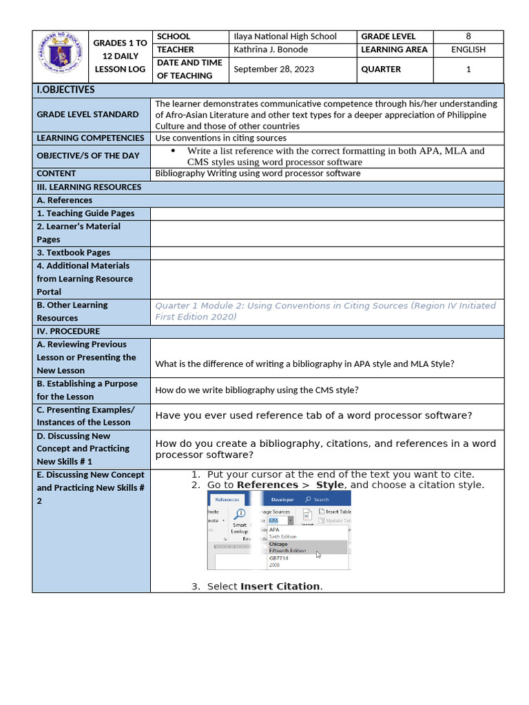 Lesson Plan G8 | PDF