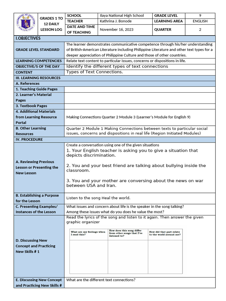 Lesson Plan G9 | PDF
