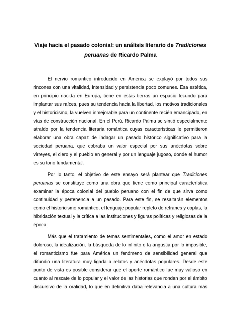 Viaje hacia el pasado colonial. Ensayo | PDF