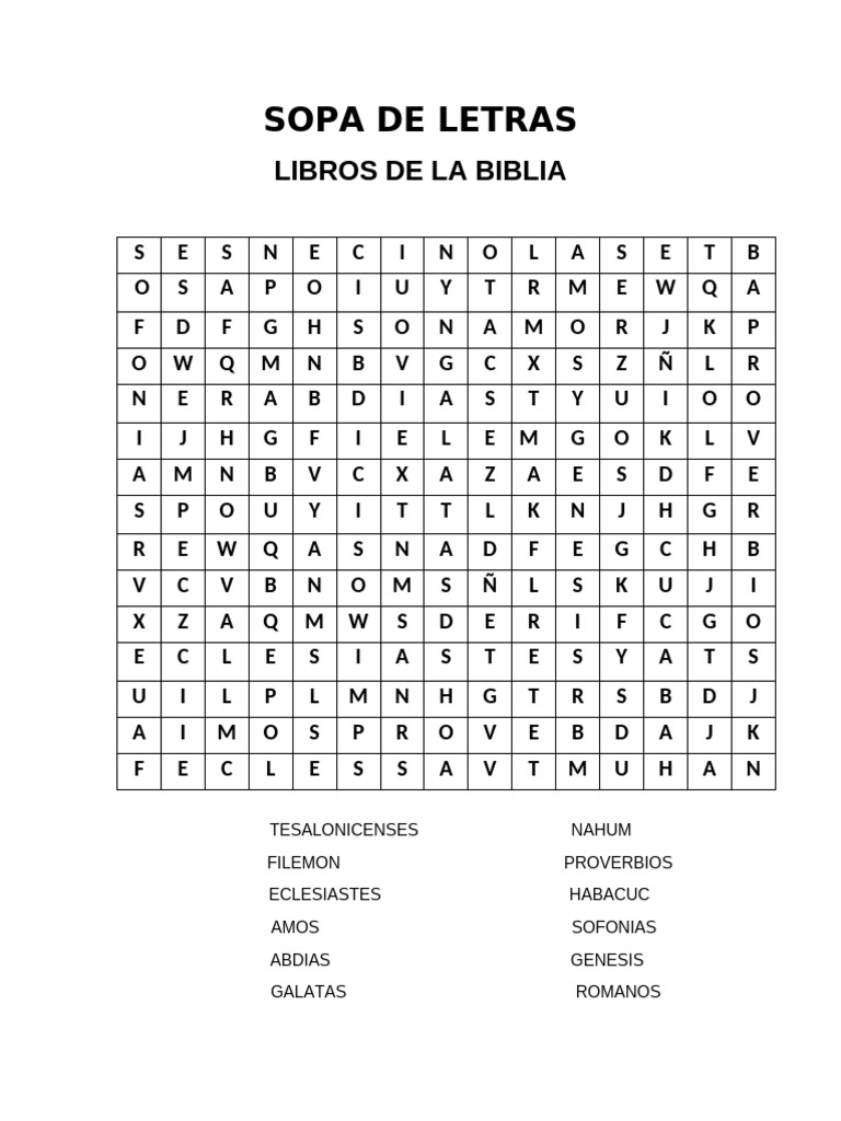 Sopa de Letras de Libros Bíblicos | PDF | Religión y espiritualidad