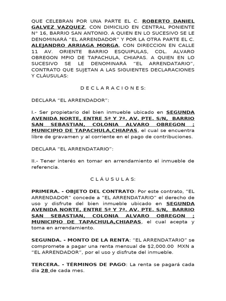 Contrato de Renta | PDF