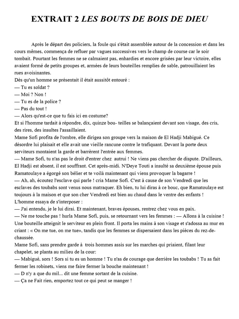 Extrait 2 Les Bouts de Bois de Dieu | PDF