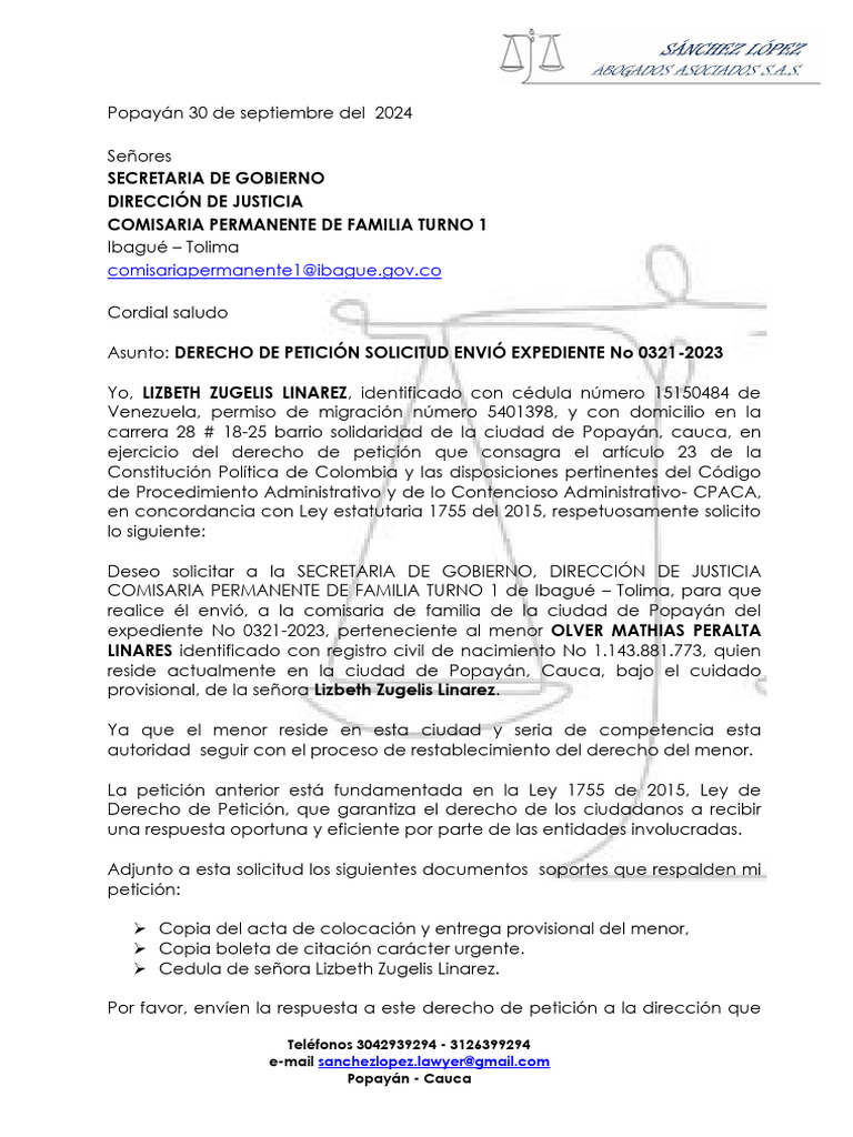 PETICION Lizbeth | PDF | Petición | Justicia