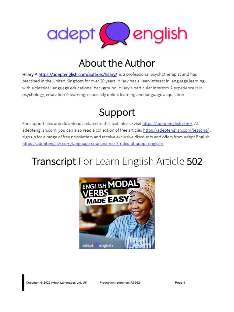 3 Simple Rules For Using MODALS Correctly | PDF | English Language | Language Arts & Discipline