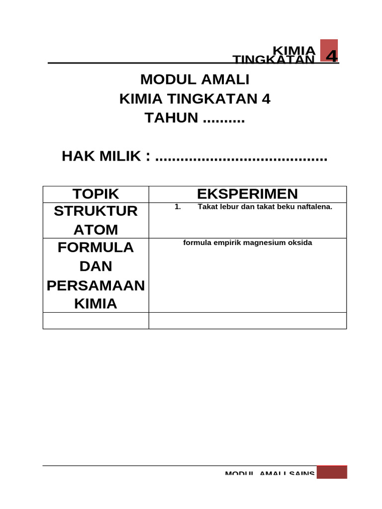 Modul Amali Kimiating4 | PDF