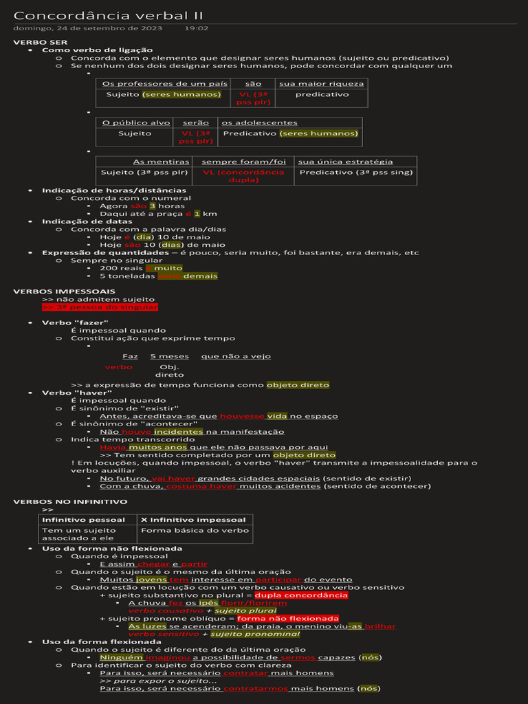 Concordância Verbal II | PDF