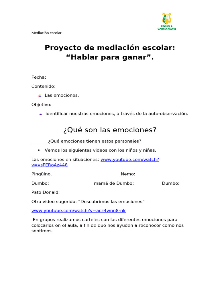 Proyecto de Mediación Escolar | PDF | Mediación | Ira