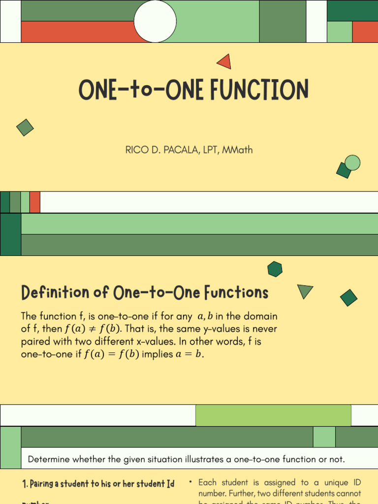 One To One Function Pdf 