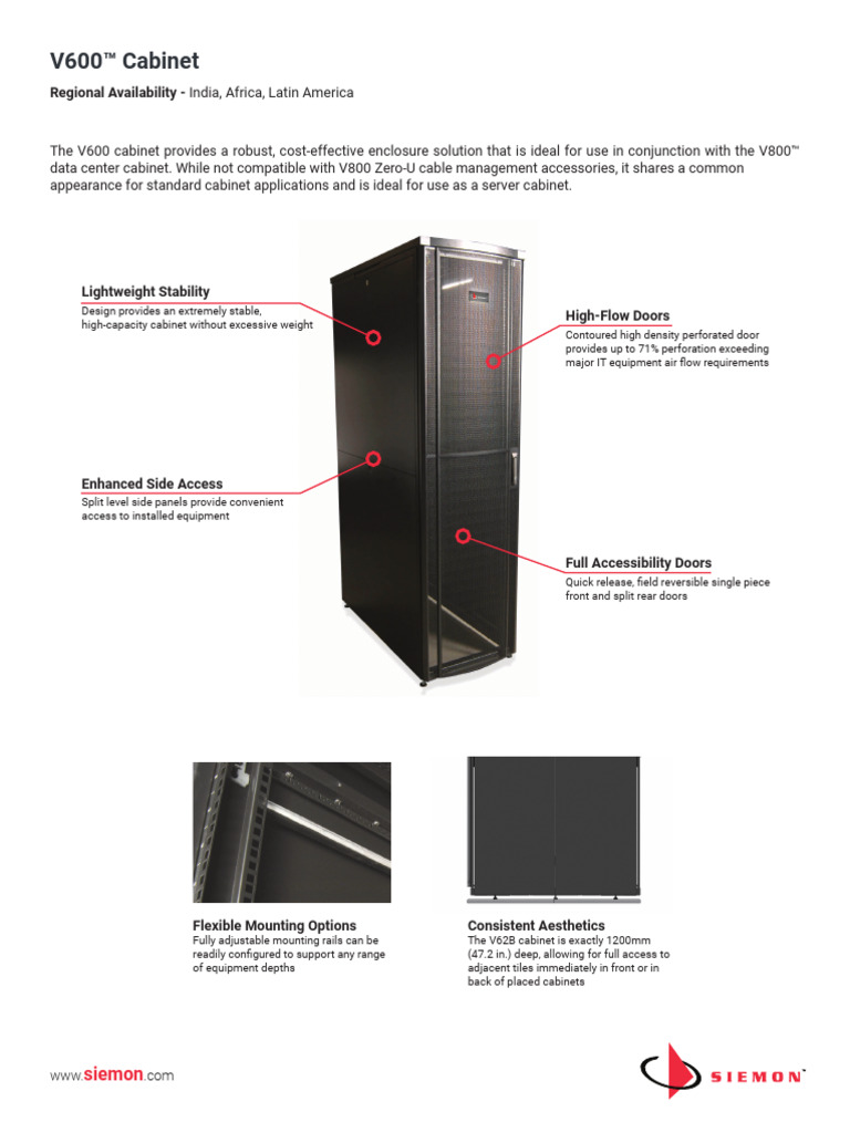 v600 Cabinet Rev B - Spec Sheet | PDF