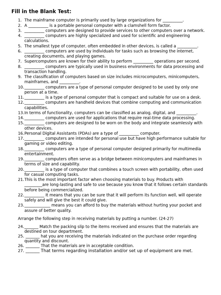 ICT Post Test Week 1 080224 | PDF | Personal Computers | Art
