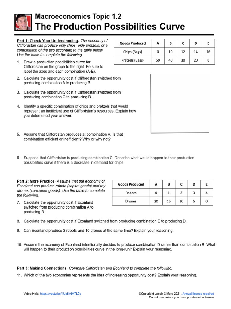 Macro Topic 1.2 The Production Possibilities Curve | PDF