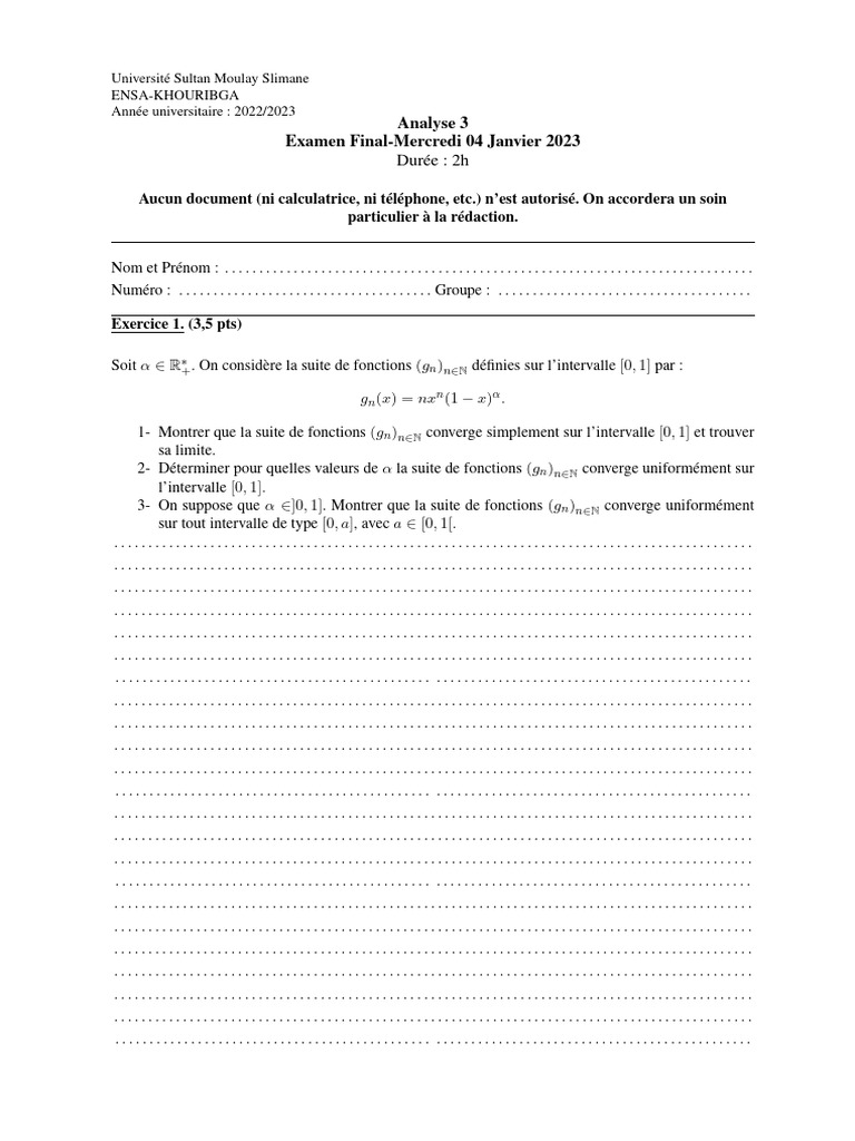 Exam Ana3 04JAN23 | PDF