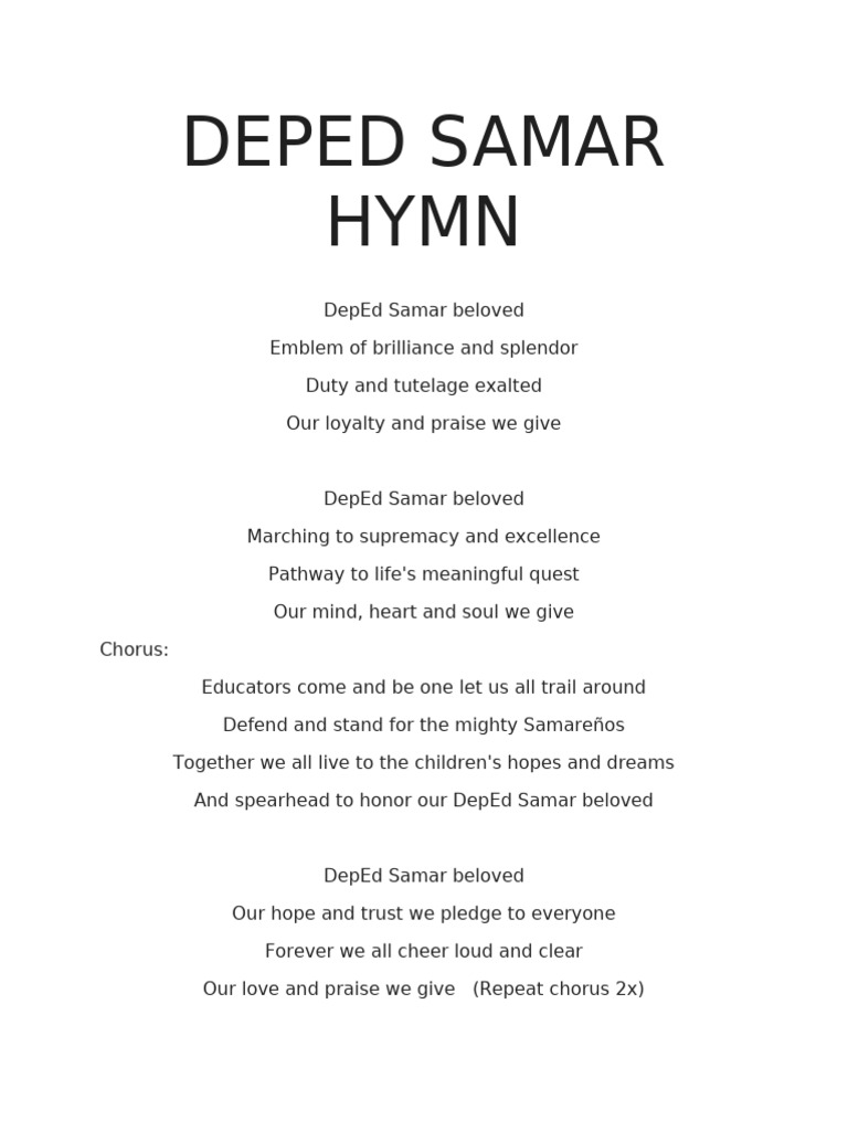 DepEd Samar Hymn | PDF