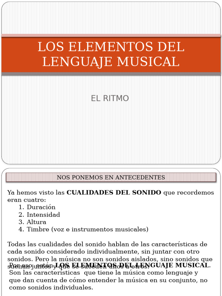 Los Elementos Del Lenguaje Musical. El Ritmo. Power Point. | PDF