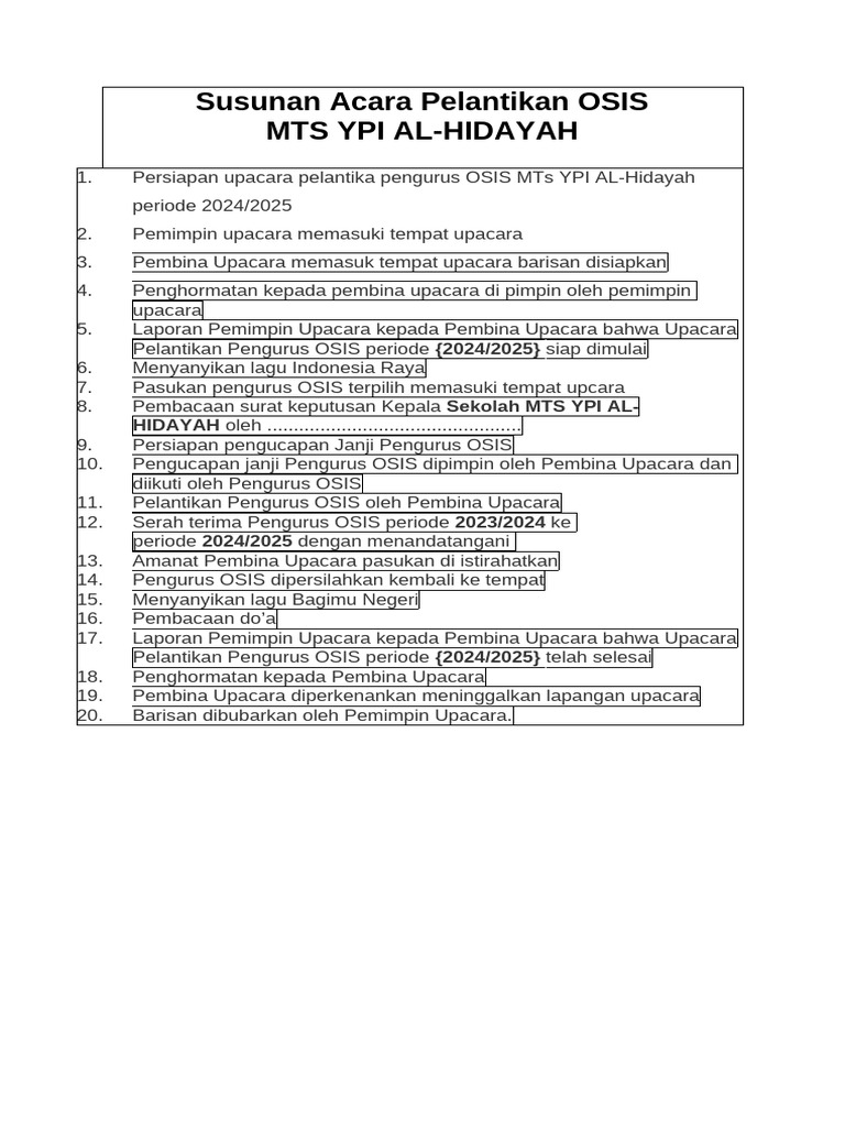 Susunan-Acara-Pelantikan-OSIS-20-21 (2) | PDF