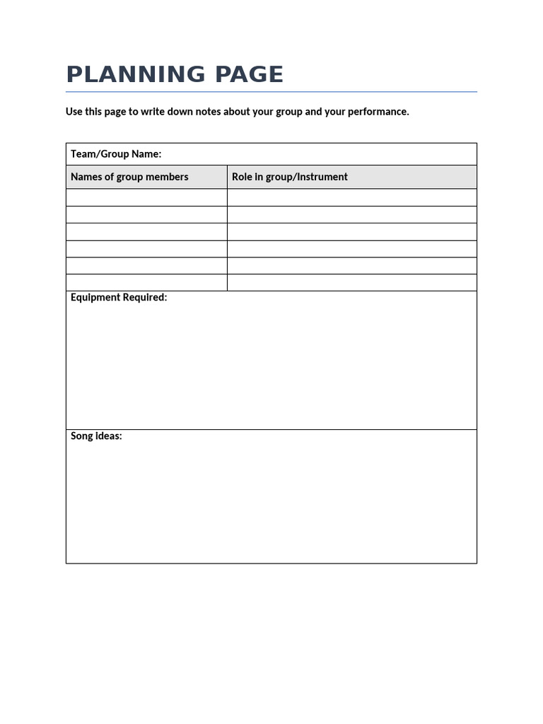 Performance Planning Sheet | PDF