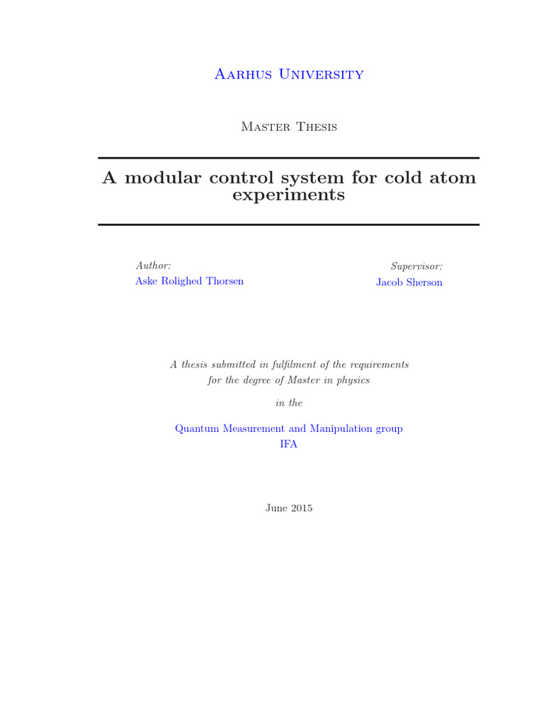 Modular Control System For Cold Atom Experiment | PDF