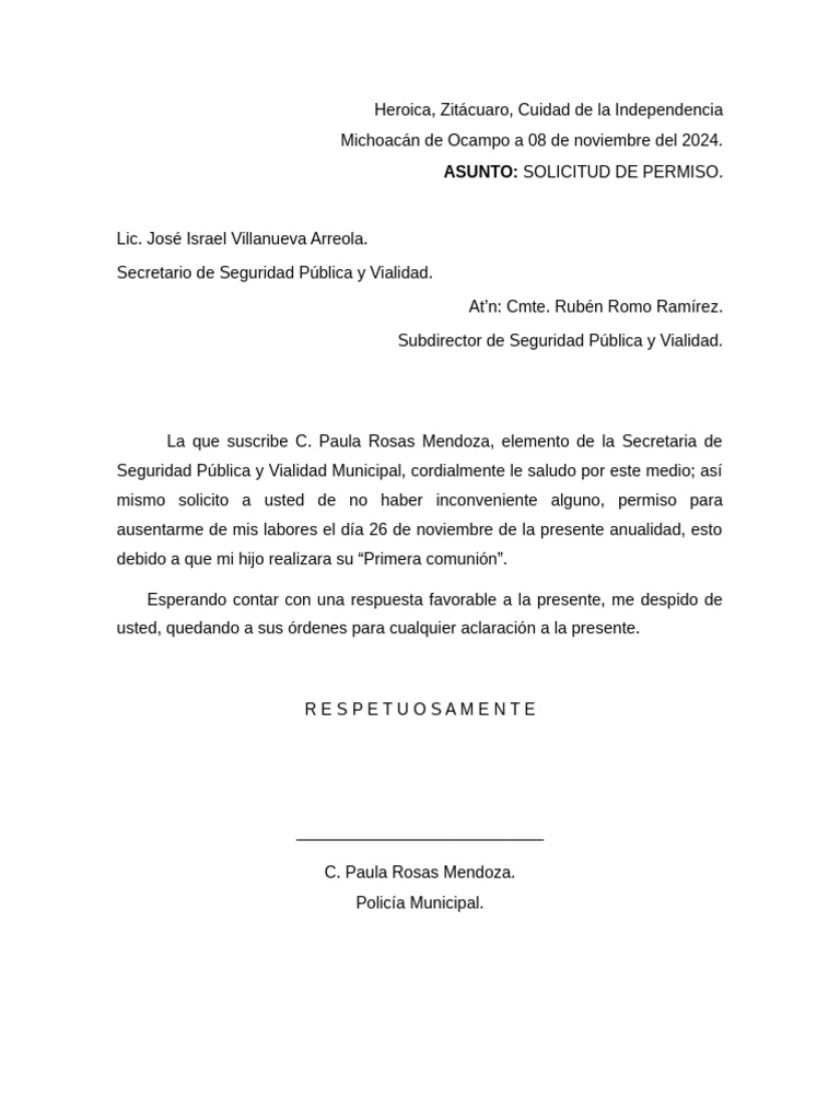 oficio permiso | PDF