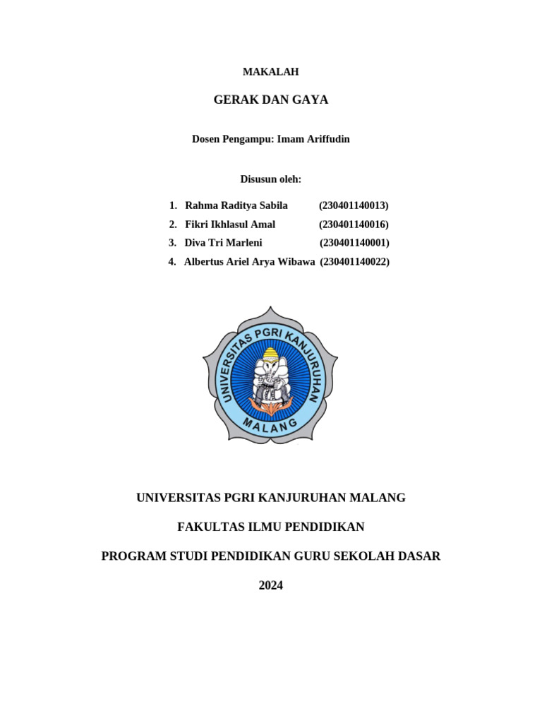 MAKALAH gerak dan gaya revisi klp 4 | PDF MAKALAH gerak dan gaya revisi klp 4 | PDF