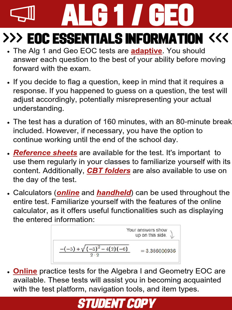 Eoc Essentials Flyer-Student | PDF
