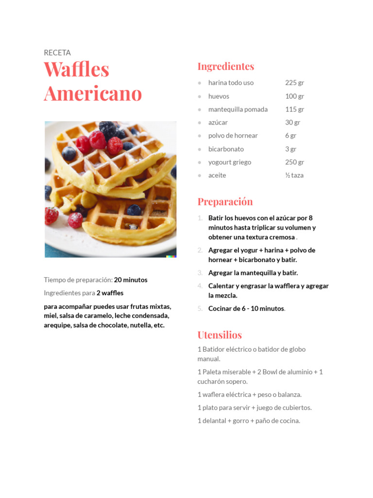 Receta Waffles | PDF