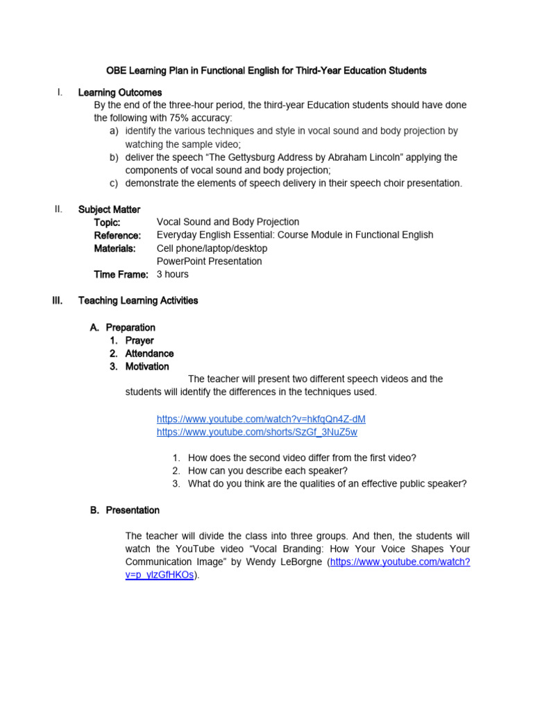 Revised Lesson Plan Group 1 | PDF