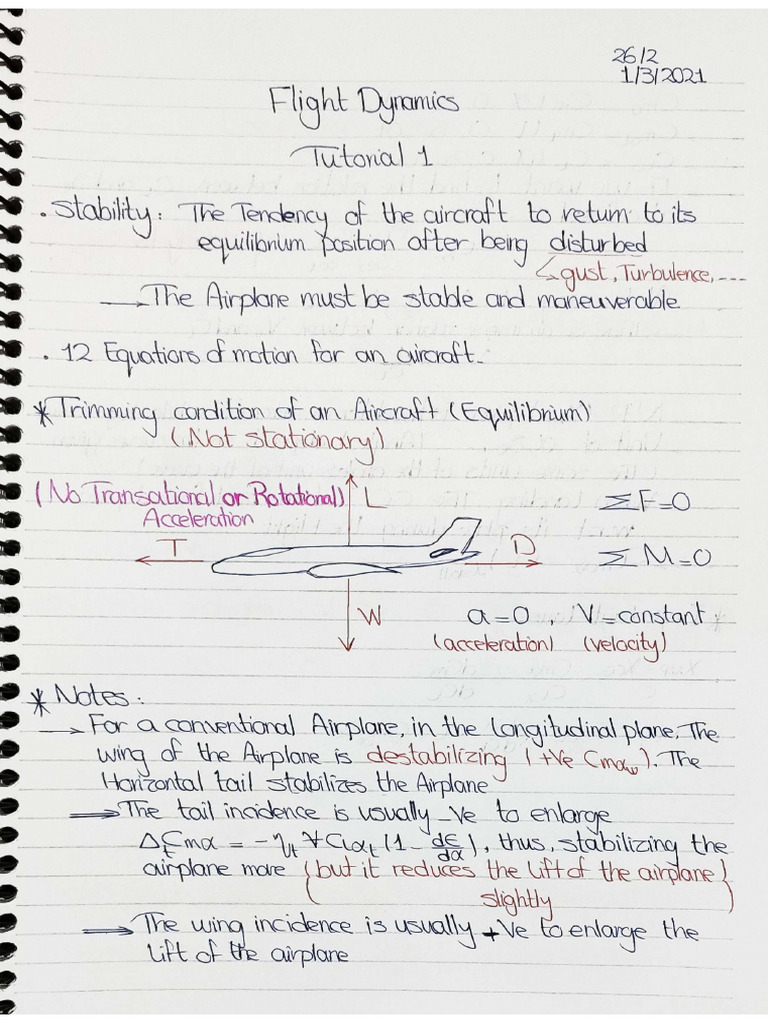 Sheet 1 Solution - Tutorial 1 (Montaser) - Flight Dynamics | PDF