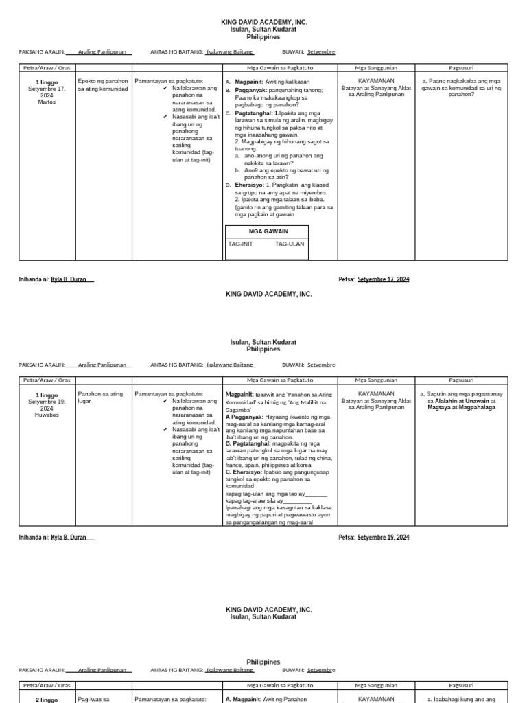 KDA-lessonplankyla2425 | PDF