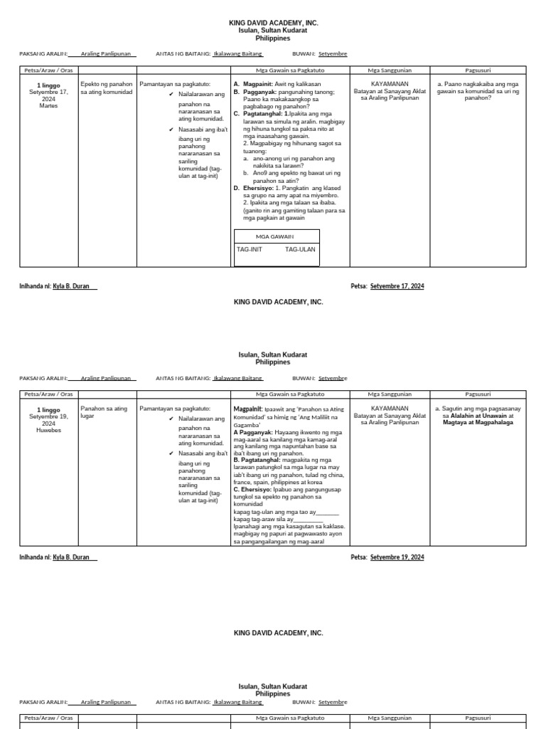 KDA-lessonplankyla2425 | PDF