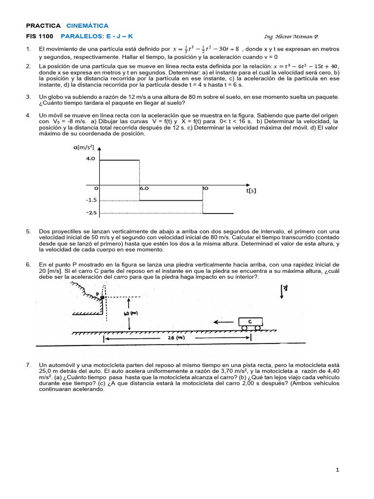 Practica de Cinematica 1 - 2024 | PDF