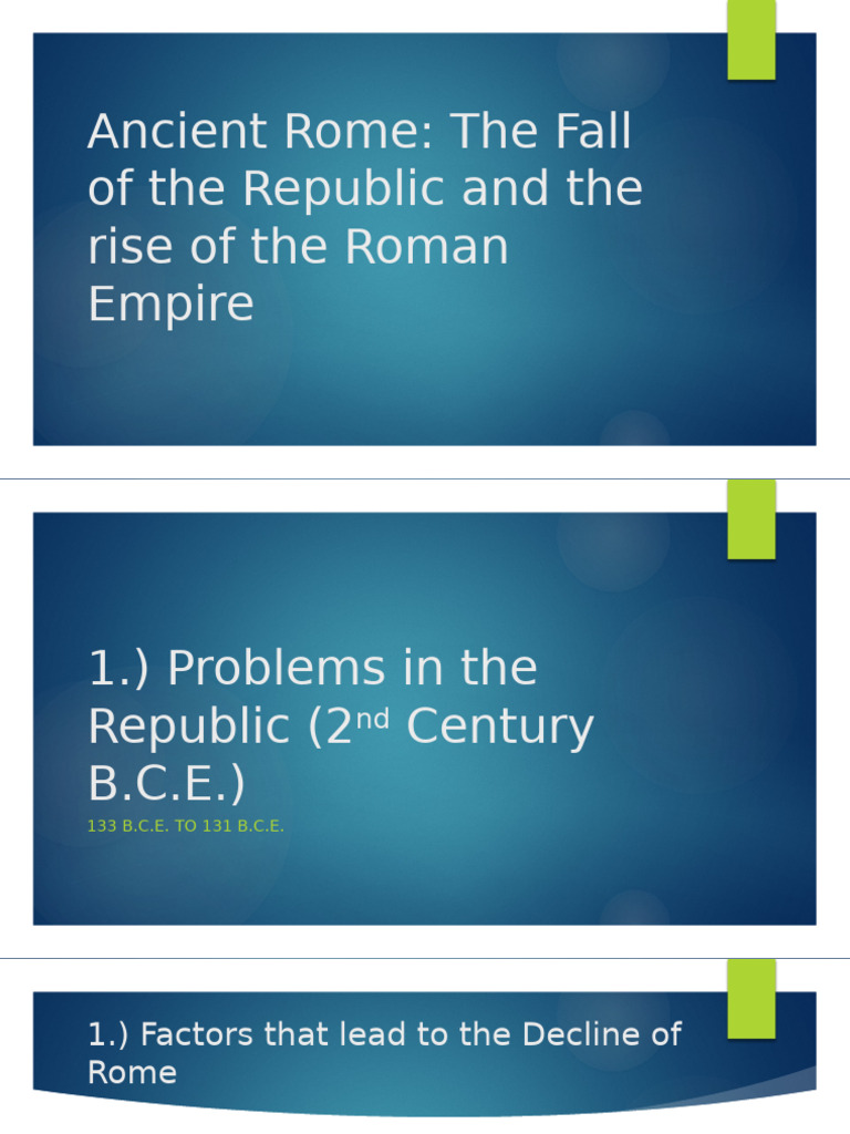 Unit 1 Ancient Rome (Decline of The Republic) | PDF