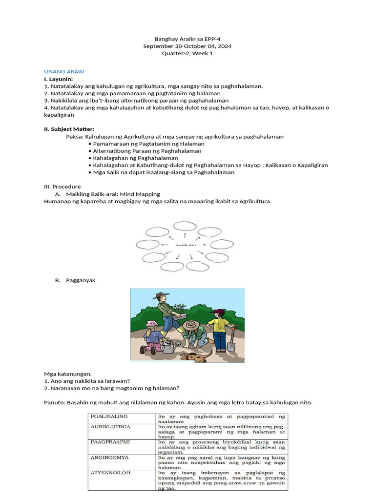 Lesson Plan in EPP4 | PDF