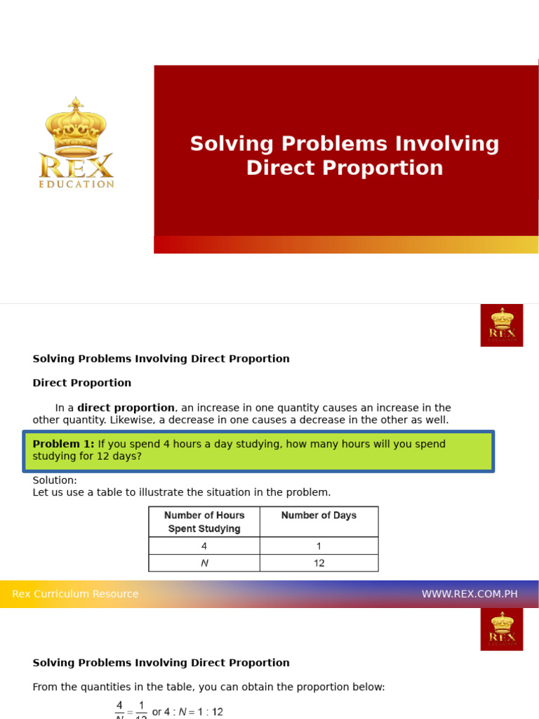 Solving+Problems+Involving+Direct+Proportion | PDF