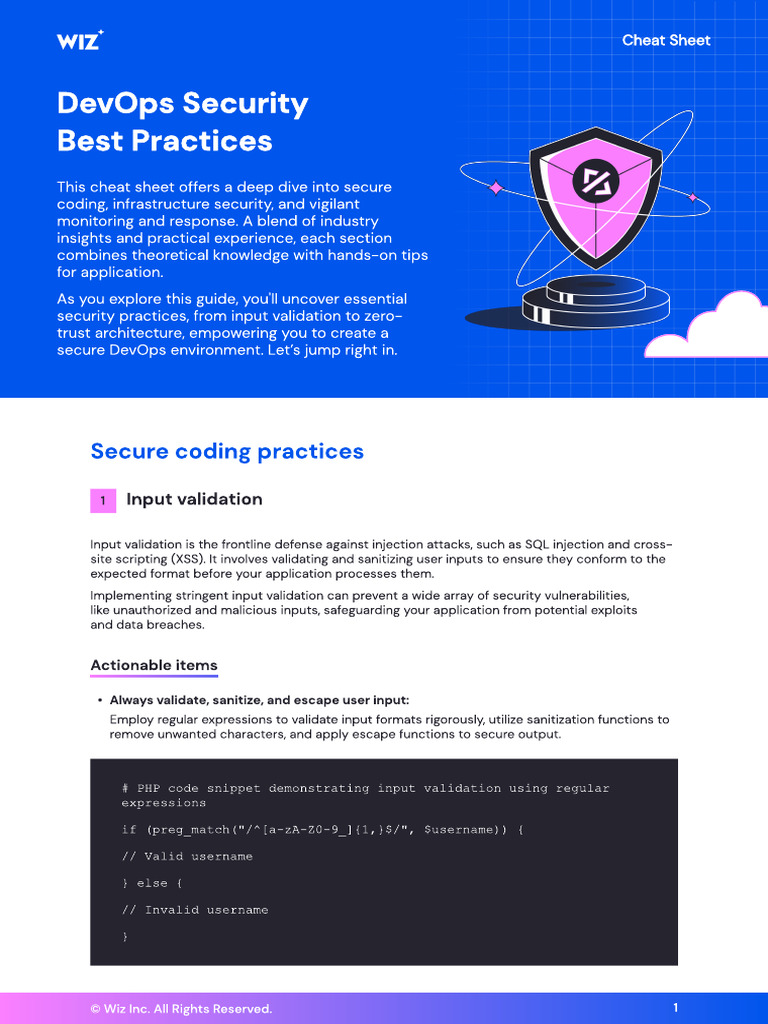 Devops Security Best Practices Cheat Sheet | PDF
