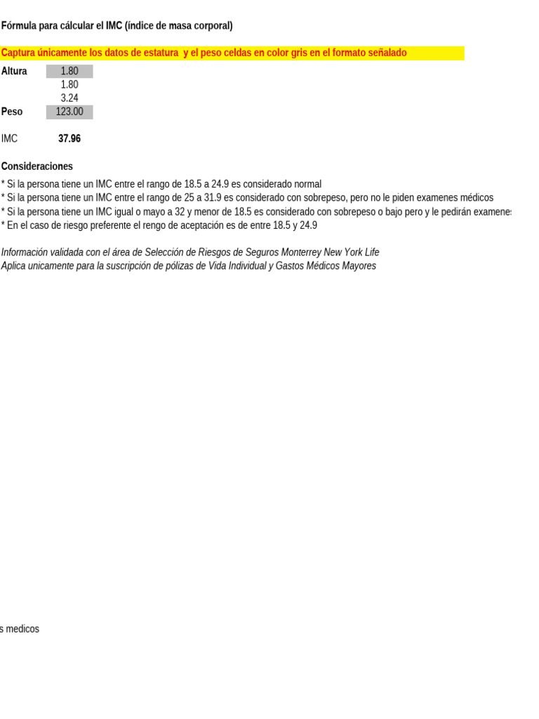 01 Fórmula para IMC Indice Masa Corporal | PDF