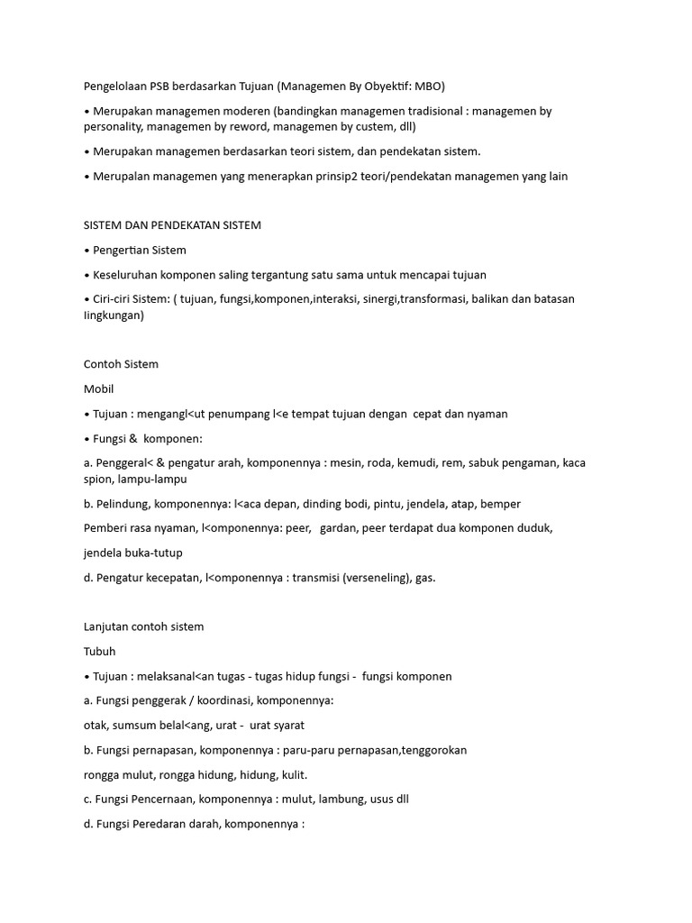 Pengelolaan PSB Berdasarkan Tujuan | PDF