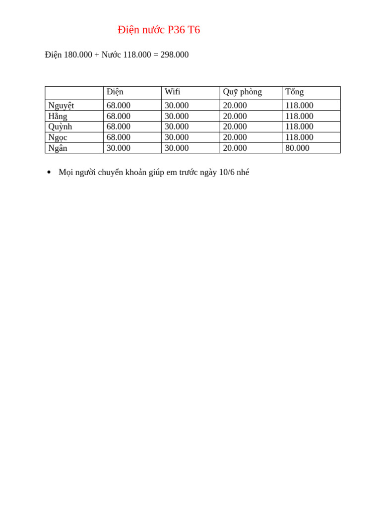 Điện nước t6 | PDF