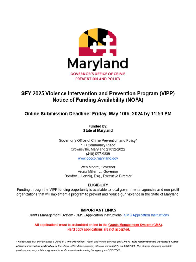 Fy2025 Vipp Nofa | PDF | Violence | Social Science