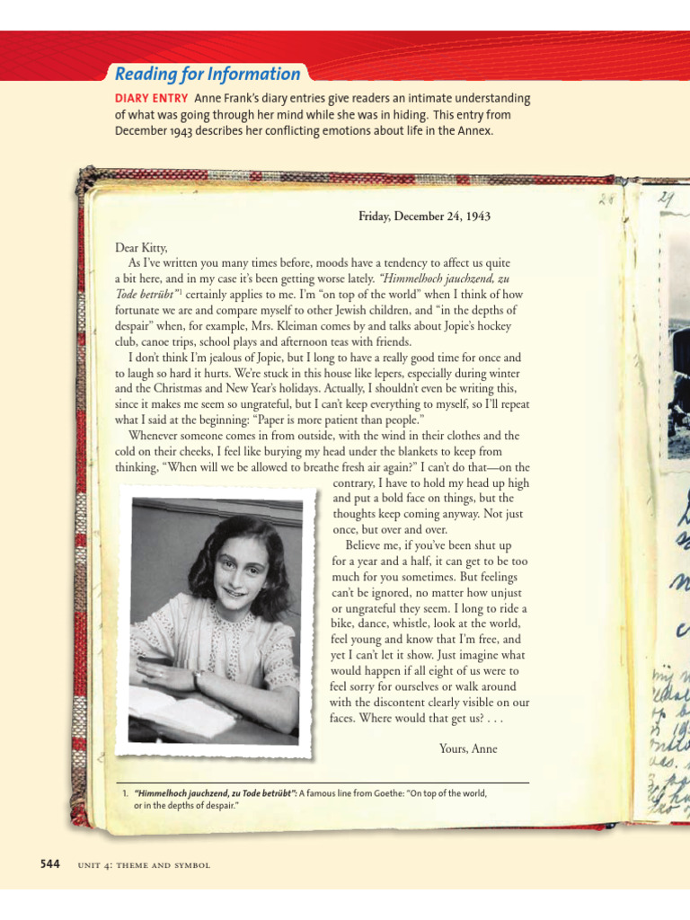 Anne Frank Diary Excerpt | PDF