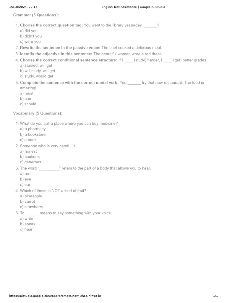 English Test Assistance - 2 | PDF