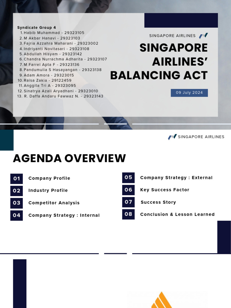 Syndicate 4 - Singaporean Airlines' Balancing Act | PDF